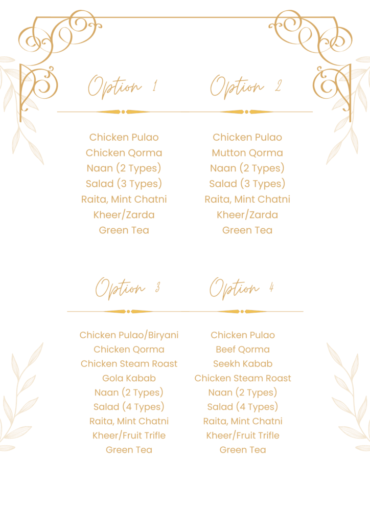 Menu - Florence Marquee – Premier Event Spaces & Lawns for Memorable ...